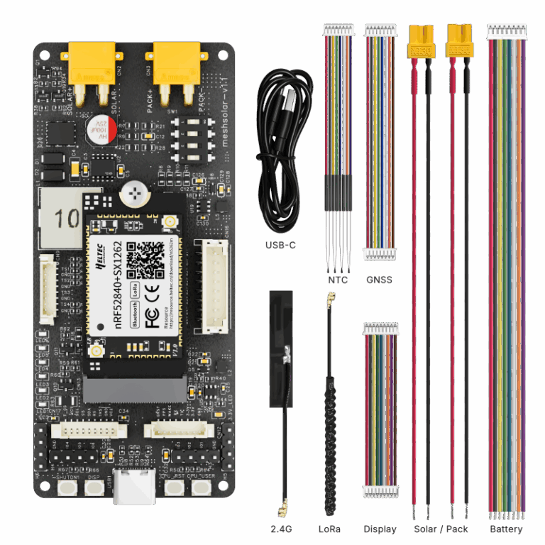 MeshSolar, Li-ion BMS, Solar Charging, BLE/ LoRa Connectivity Dev Board – Heltec Automation