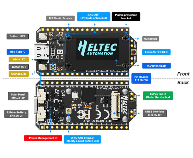 HELTEC WiFi LoRa 32 V4 SX1262 LoRa Node Meshtastic LoRaWAN GPS Include – OpenELAB Technology Ltd.